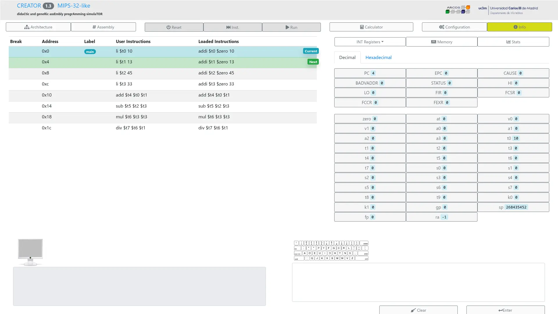 CREATOR - Assembly Programming Simulator