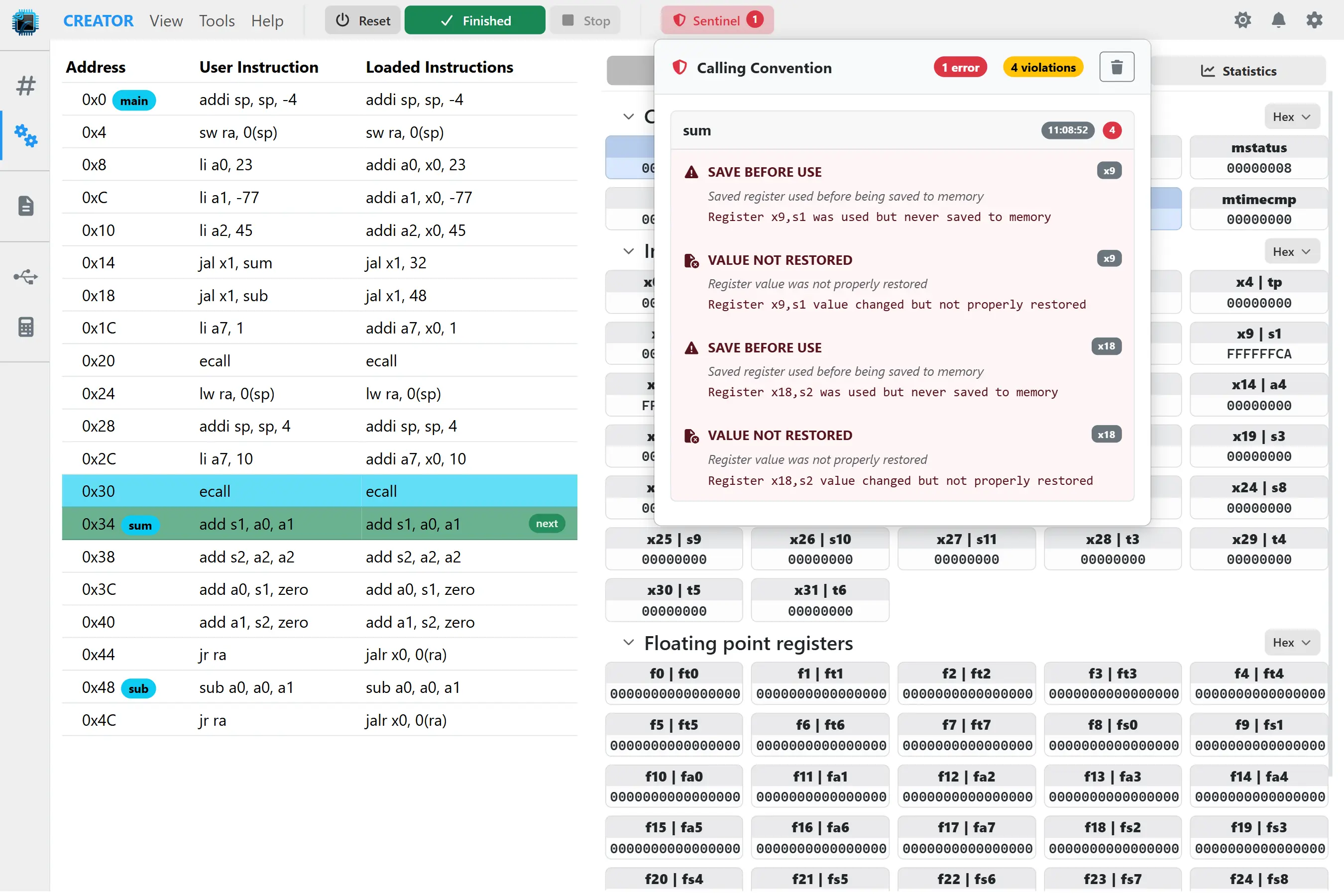 CREATOR - Assembly Programming Simulator