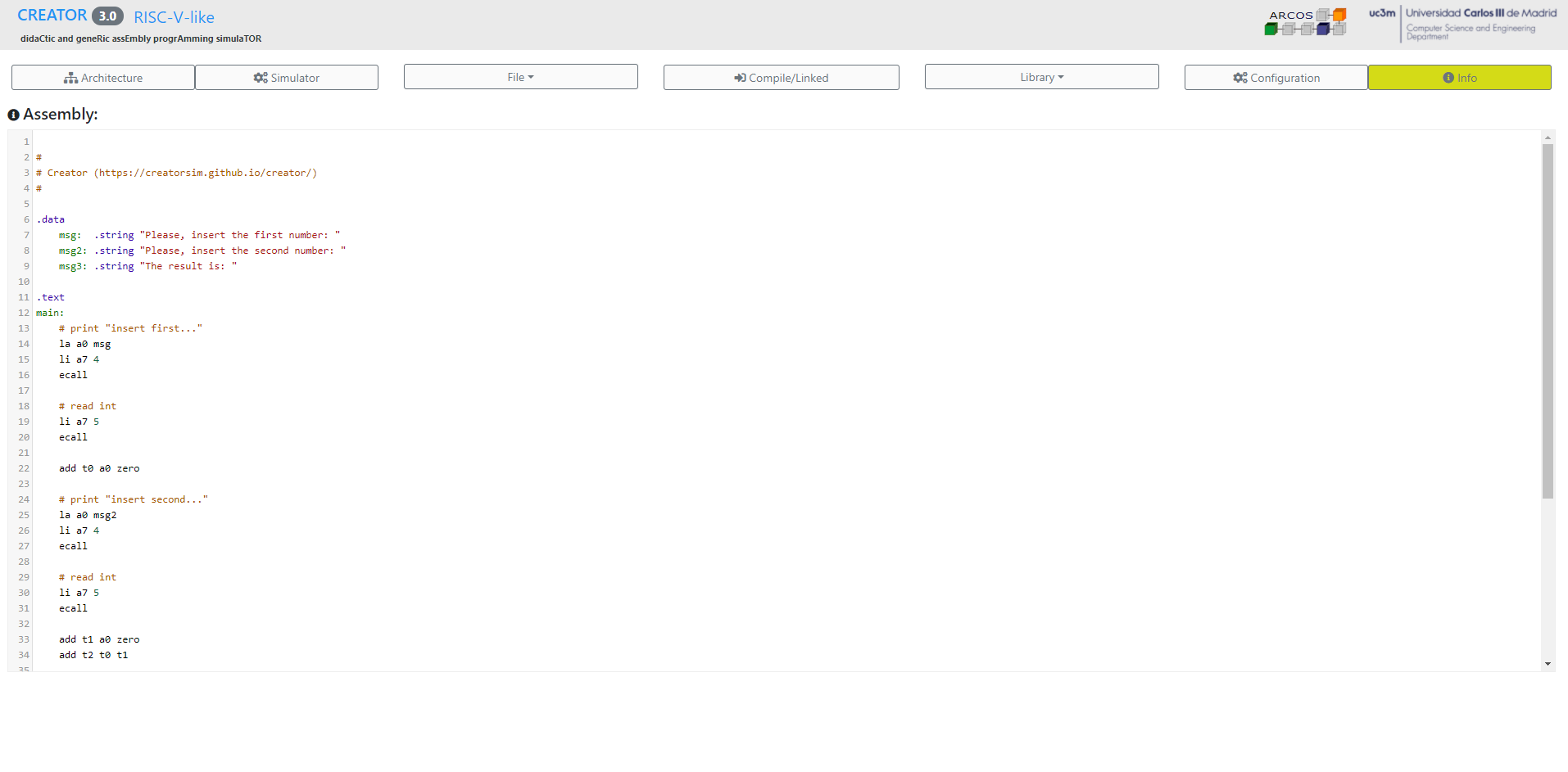 CREATOR - didaCtic and geneRic assEmbly progrAmming simulaTOR
